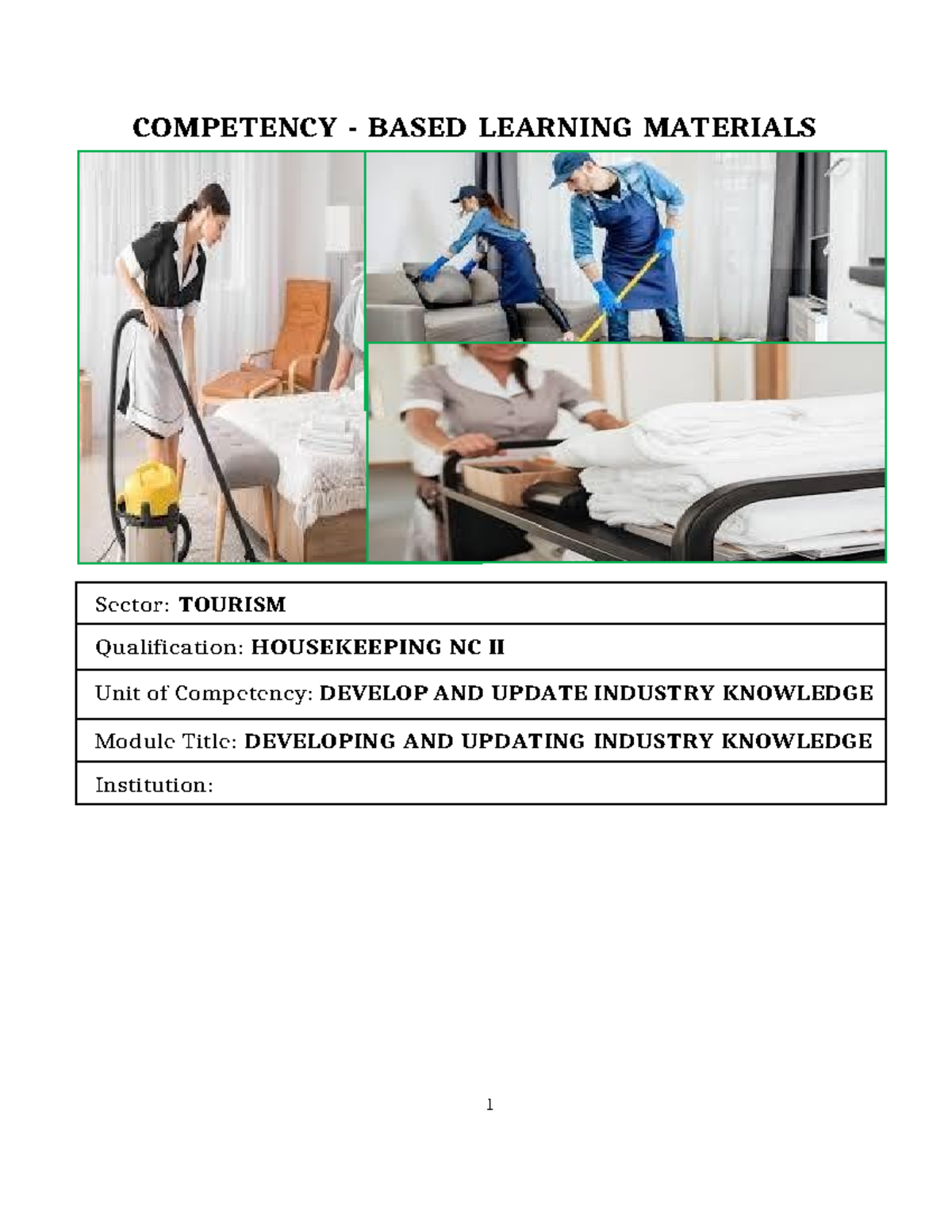 CBLM-HSK: Developing & Updating Industry Knowledge in Tourism - Studocu