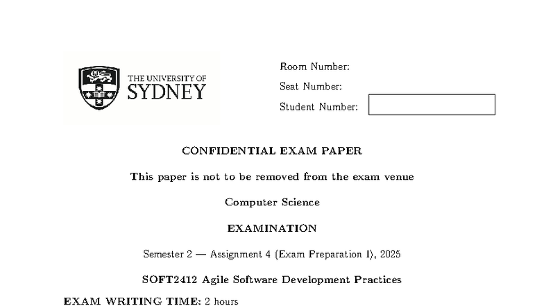 USyd SOFT2412 2025 Final Exam: Agile Software Development Practices ...