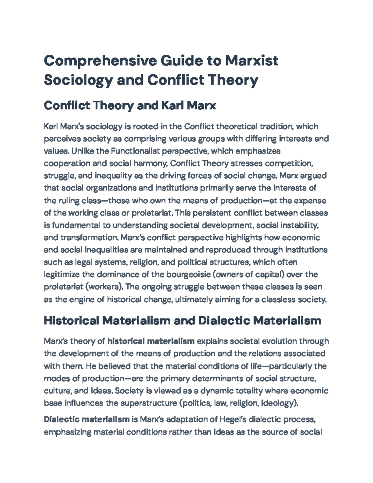 Marxist Sociology & Conflict Theory: A Comprehensive Overview (SOC 101 ...
