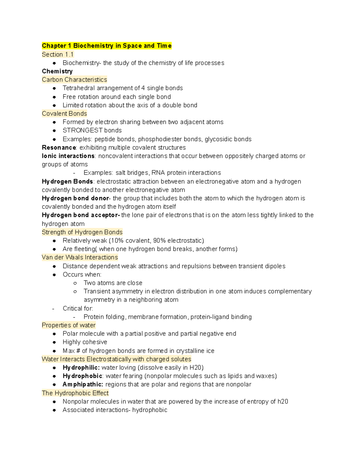 Intro to biochem exam 1 - Chapter 1 Biochemistry in Space and Time ...