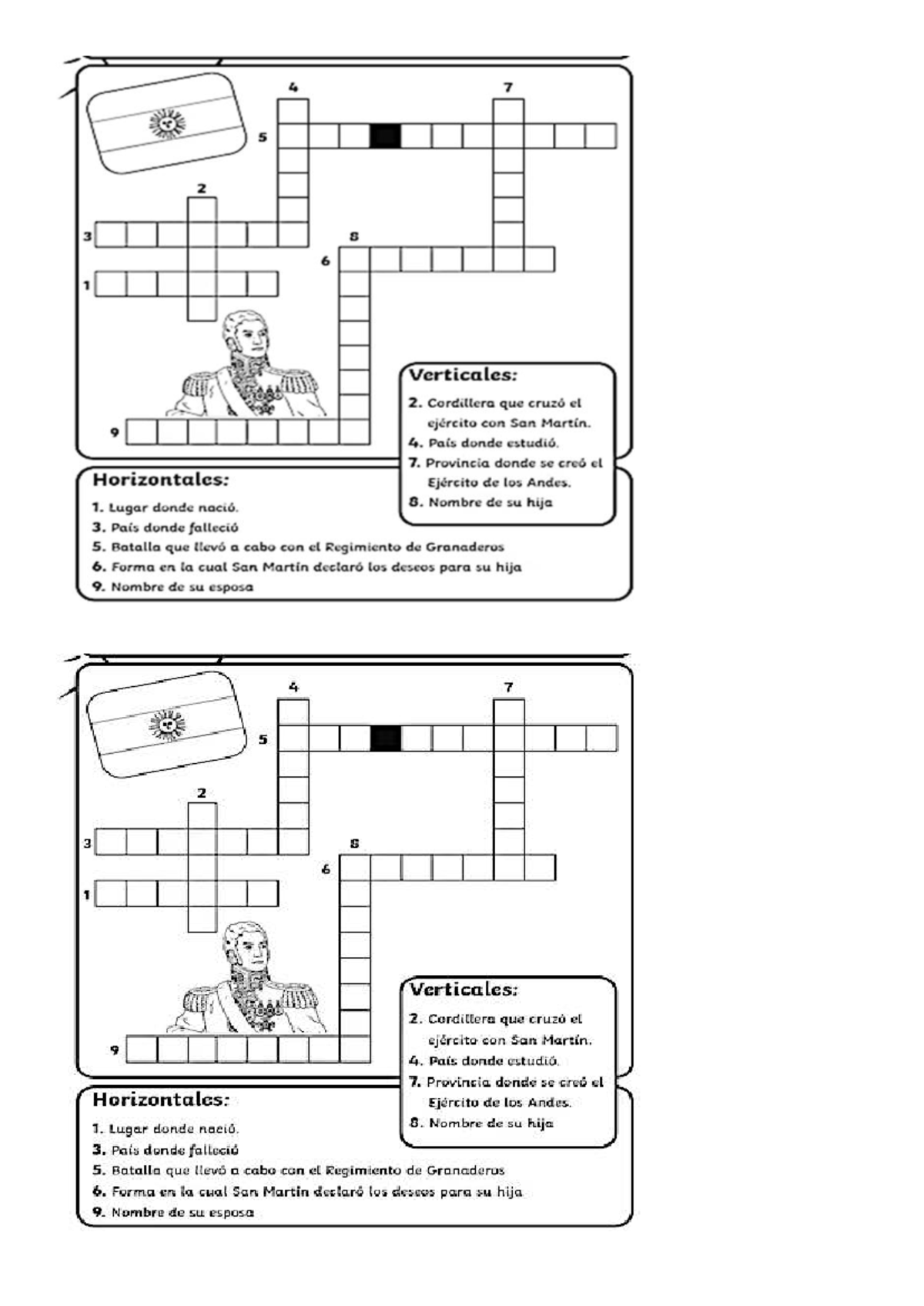 Crucigrama San Martín: Datos y Pistas Clave - Studocu