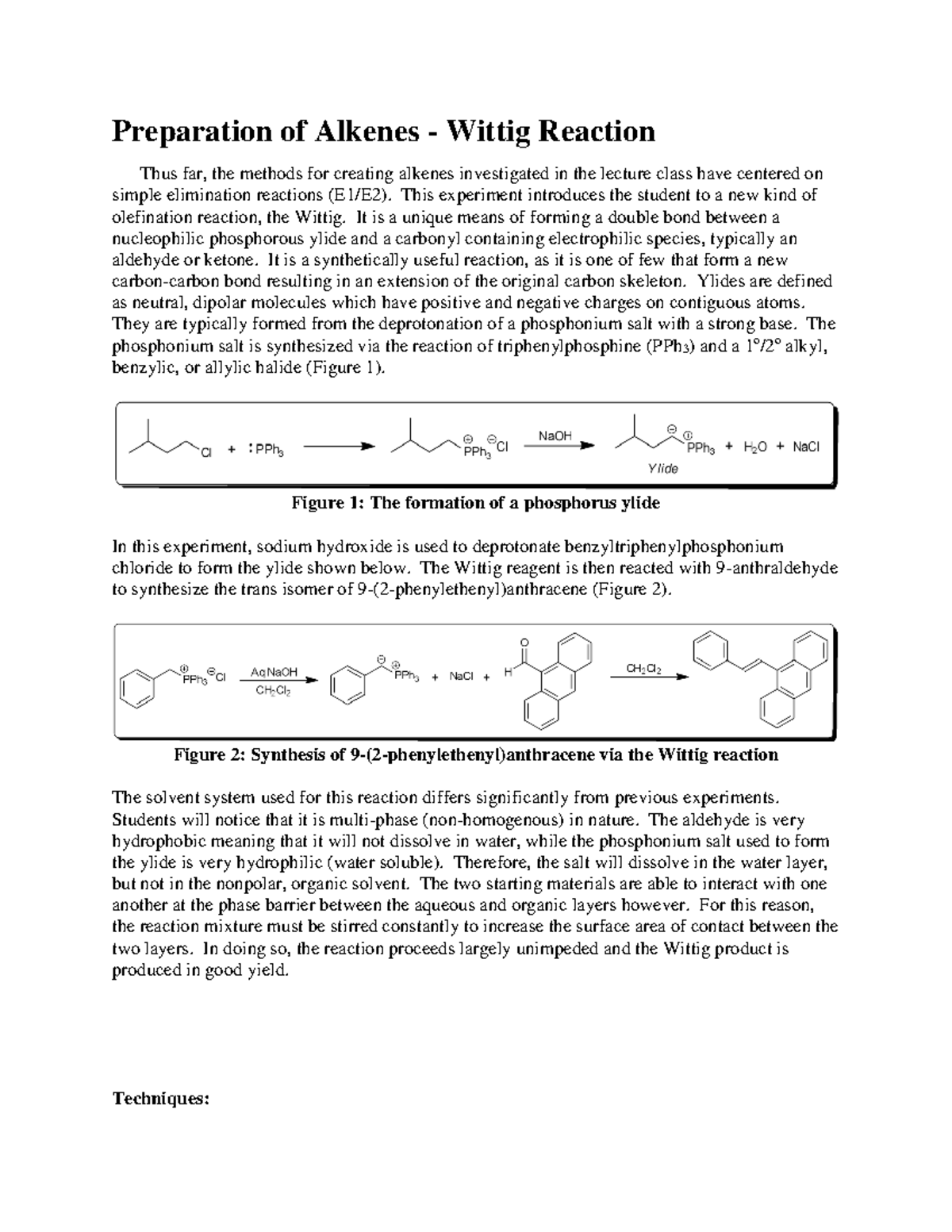 CHEM 2212L - Wittig Reaction Lab: Procedure and Safety Guidelines - Studocu