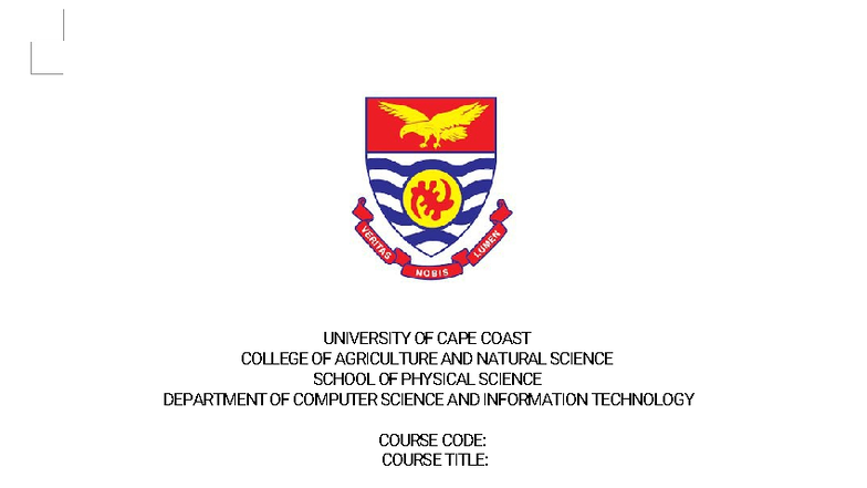Sample Cover PAGE - learning - Art and History - UNIVERSITY OF CAPE ...