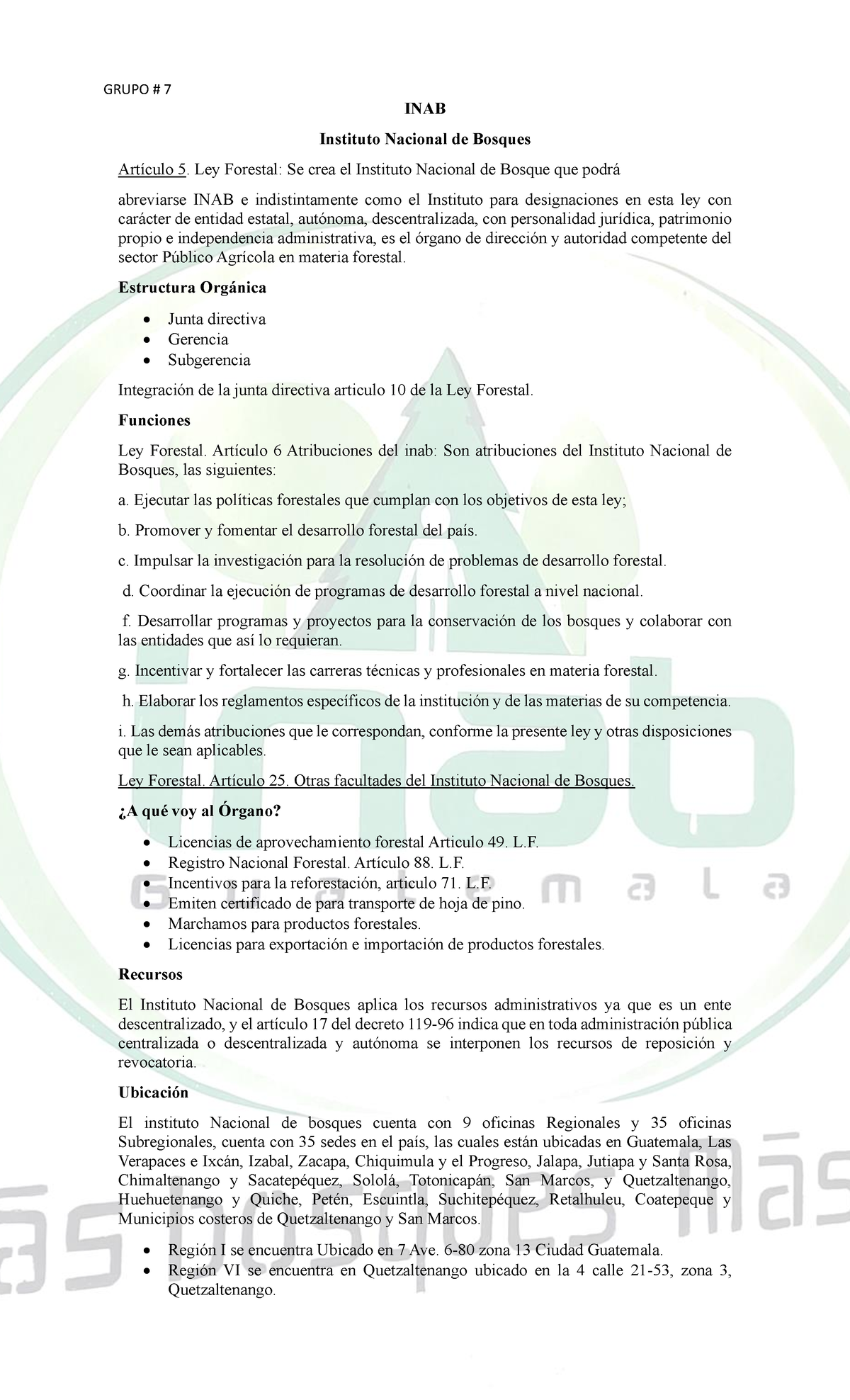 INAB Ley Forestal: Estructura y Atribuciones del Instituto Nacional de ...