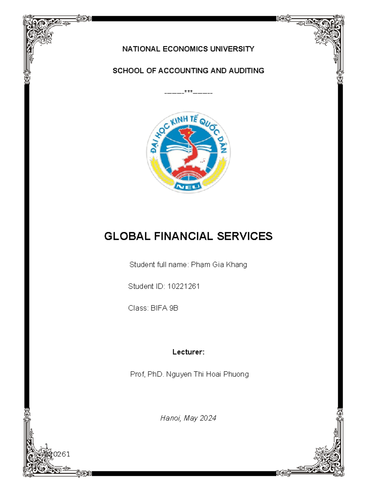Pham Gia Khang CMU 220261 1 - NATIONAL ECONOMICS UNIVERSITY SCHOOL OF ...