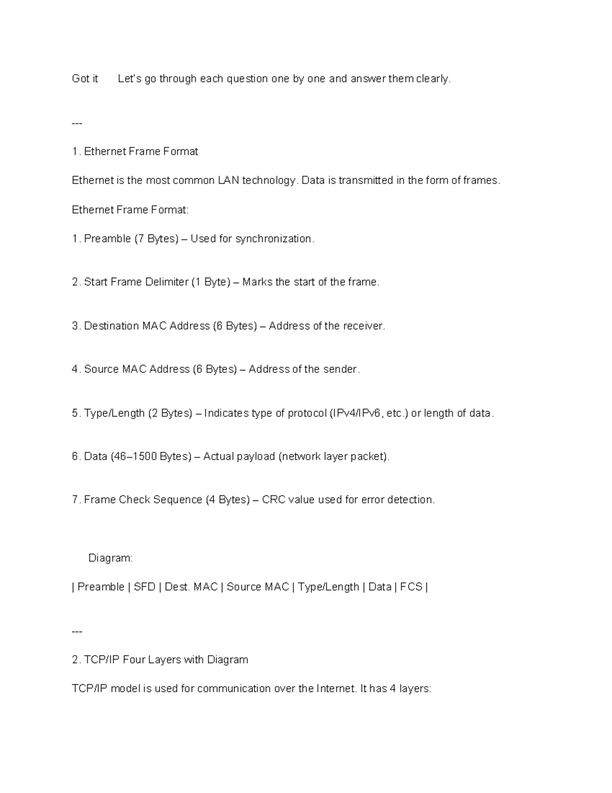 Ethernet Frame Format & Network Topologies Overview (CS101) - Studocu