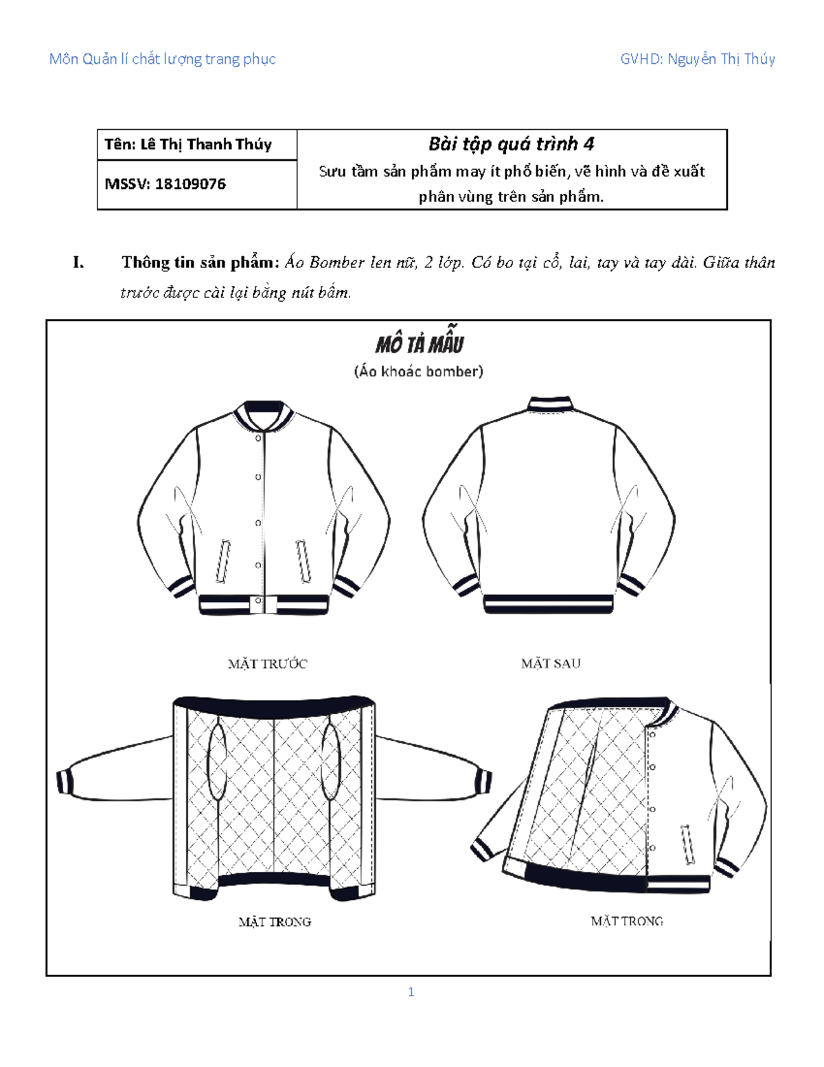 QM BT4 5 Le Thi Thanh Thuy 18109076 - TÍn: LÍ Thị Thanh Th ̇y B‡i tập ...