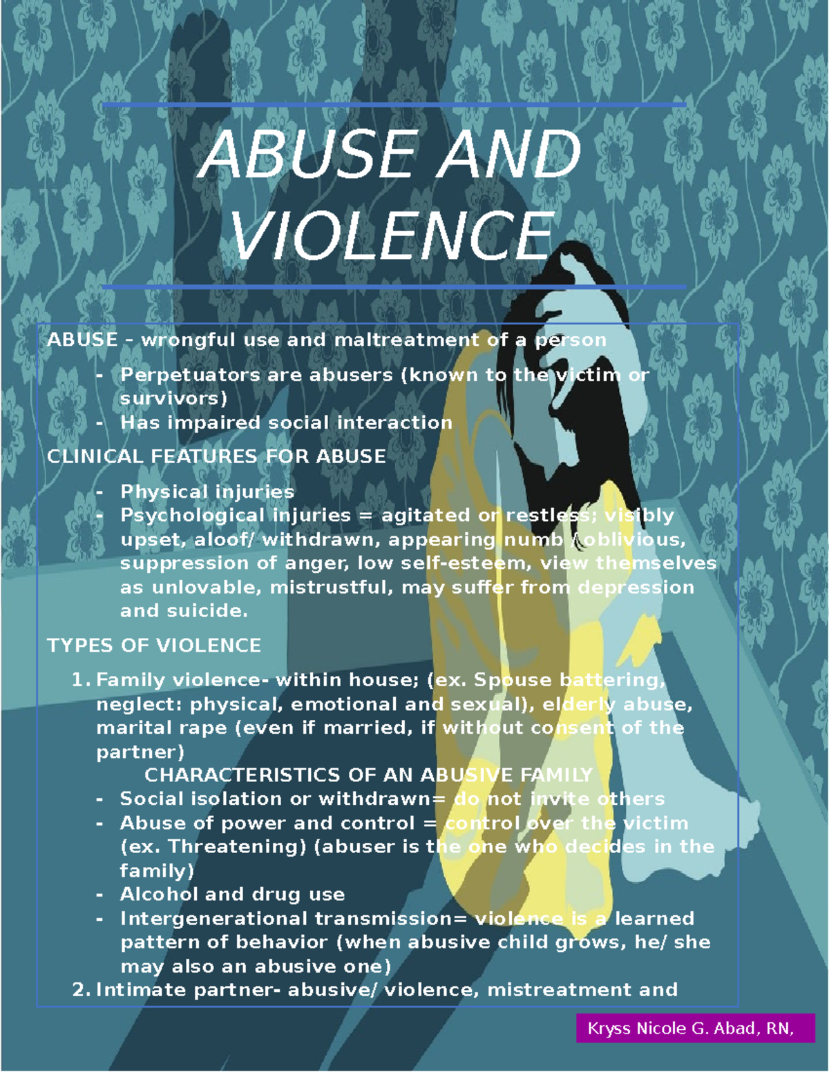 Abuse-AND- Violence - Psyche notes - Kissengerphilip Abad 1 ABUSE AND ...