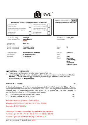BWIA272 - NWU - Financial Mathematics - Studocu