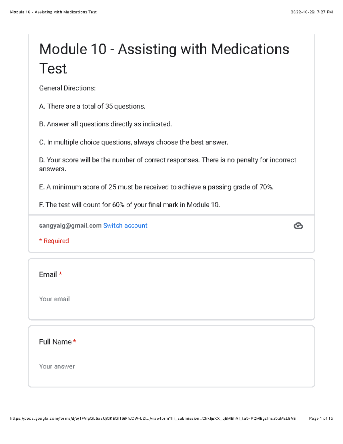 Module 10 - Assisting with Medications Test - - Studocu