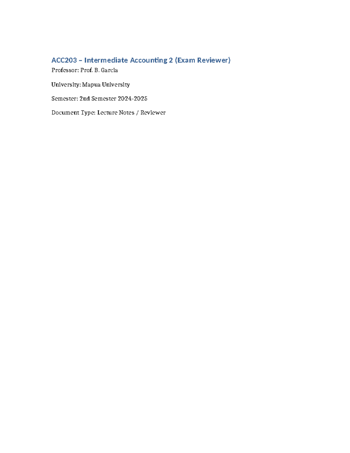 Acc203 Intermediate Accounting 2 Lecture Notes Exam Reviewer