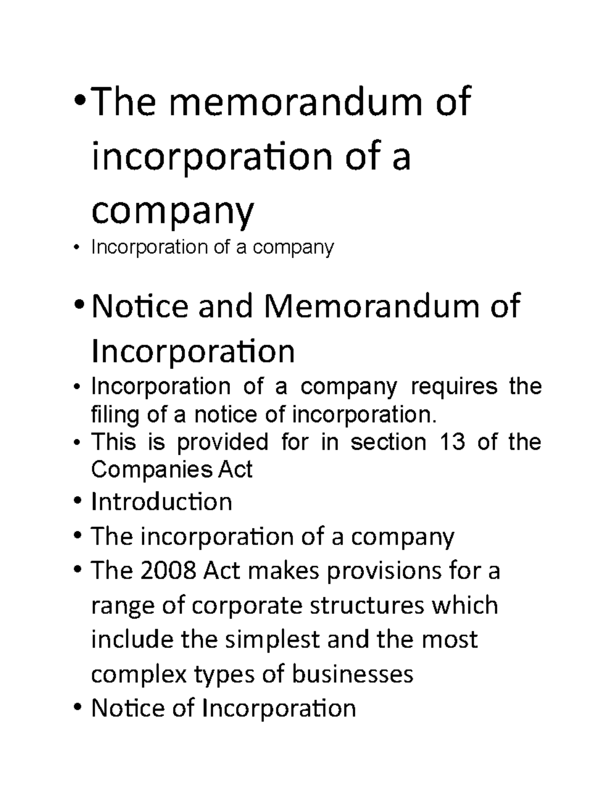 Memorandum of Incorporation: Key Insights and Amendments Guide - Studocu