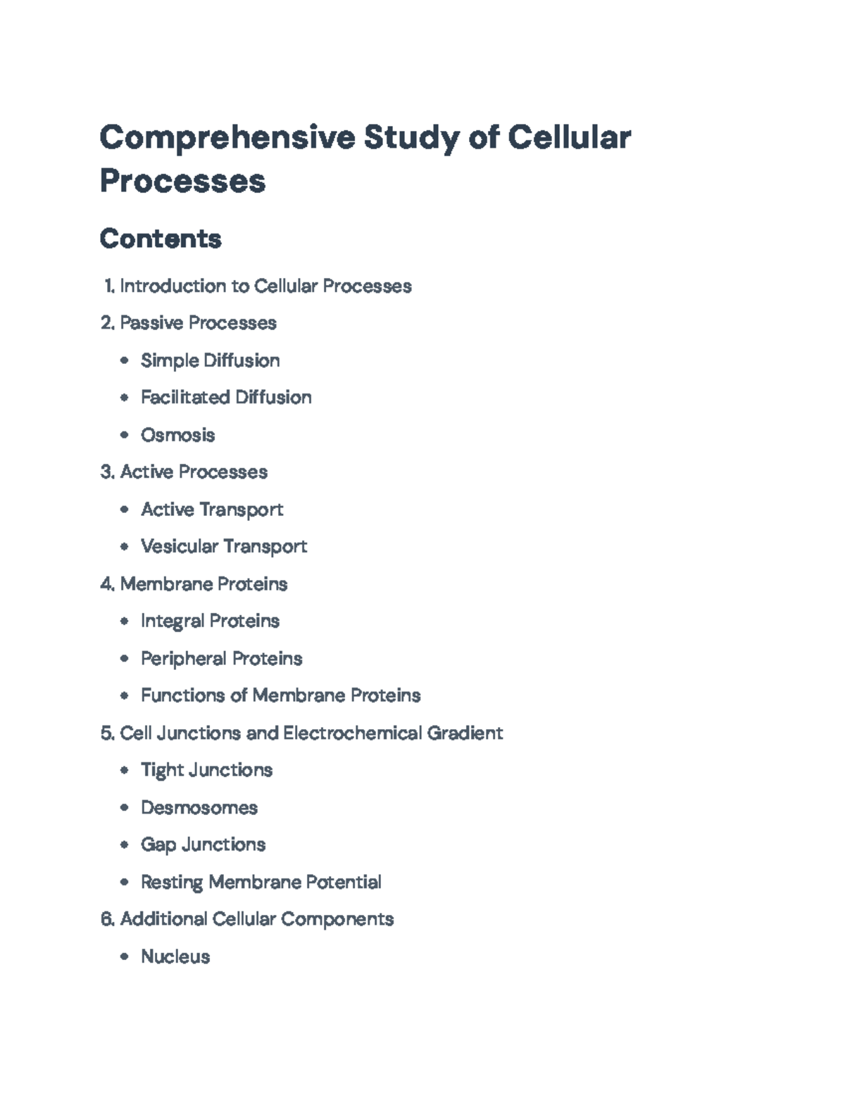 Comprehensive Overview of Cellular Processes and Functions ...