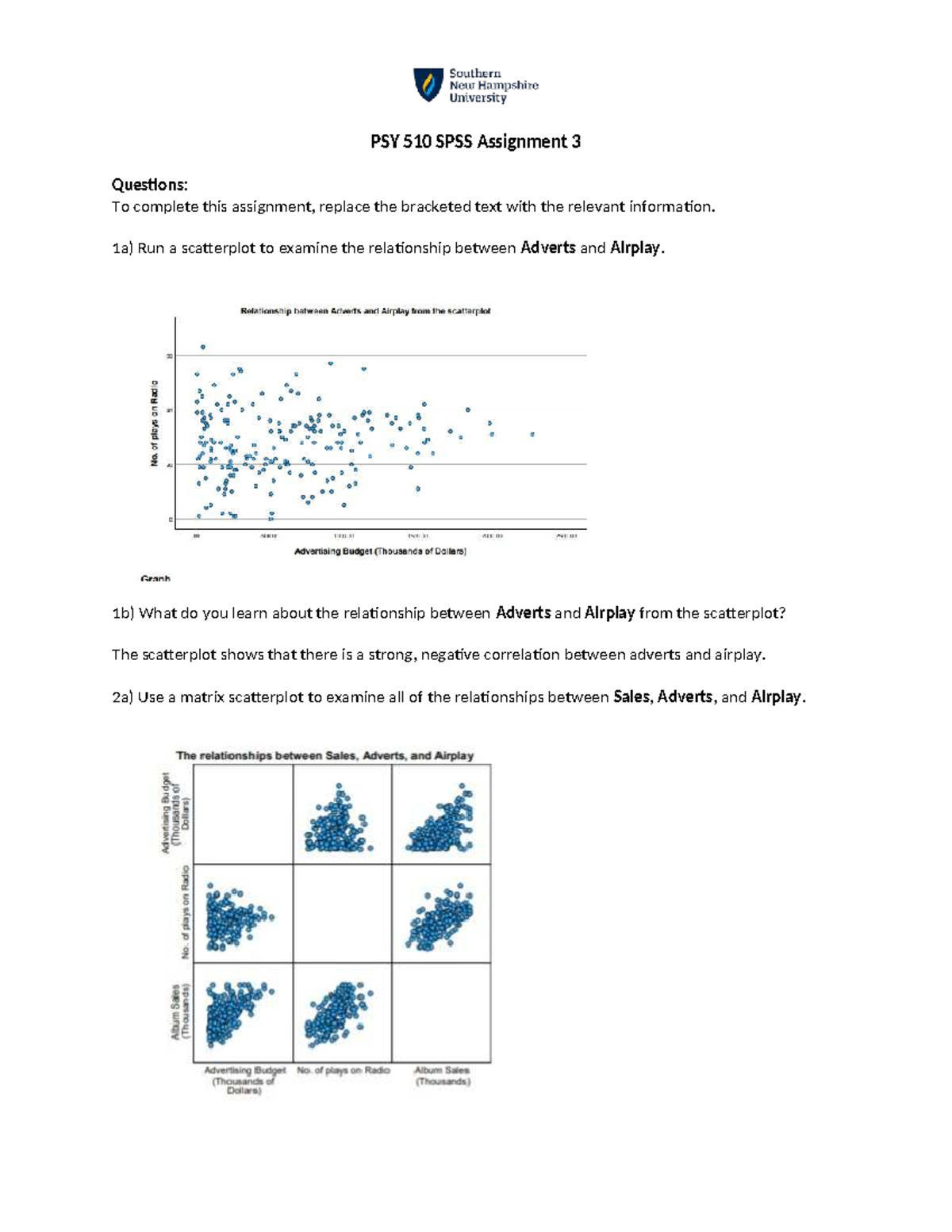 PSY 510 SPSS Assignment 3: Analyzing Correlations and Scatterplots - Studocu