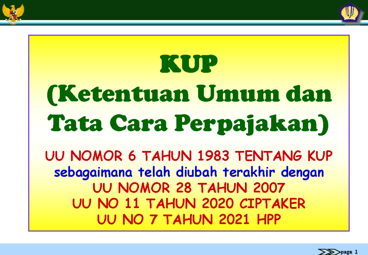 KUP: Ketentuan Umum dan Tata Cara Perpajakan UU No. 6/1983 - Studocu
