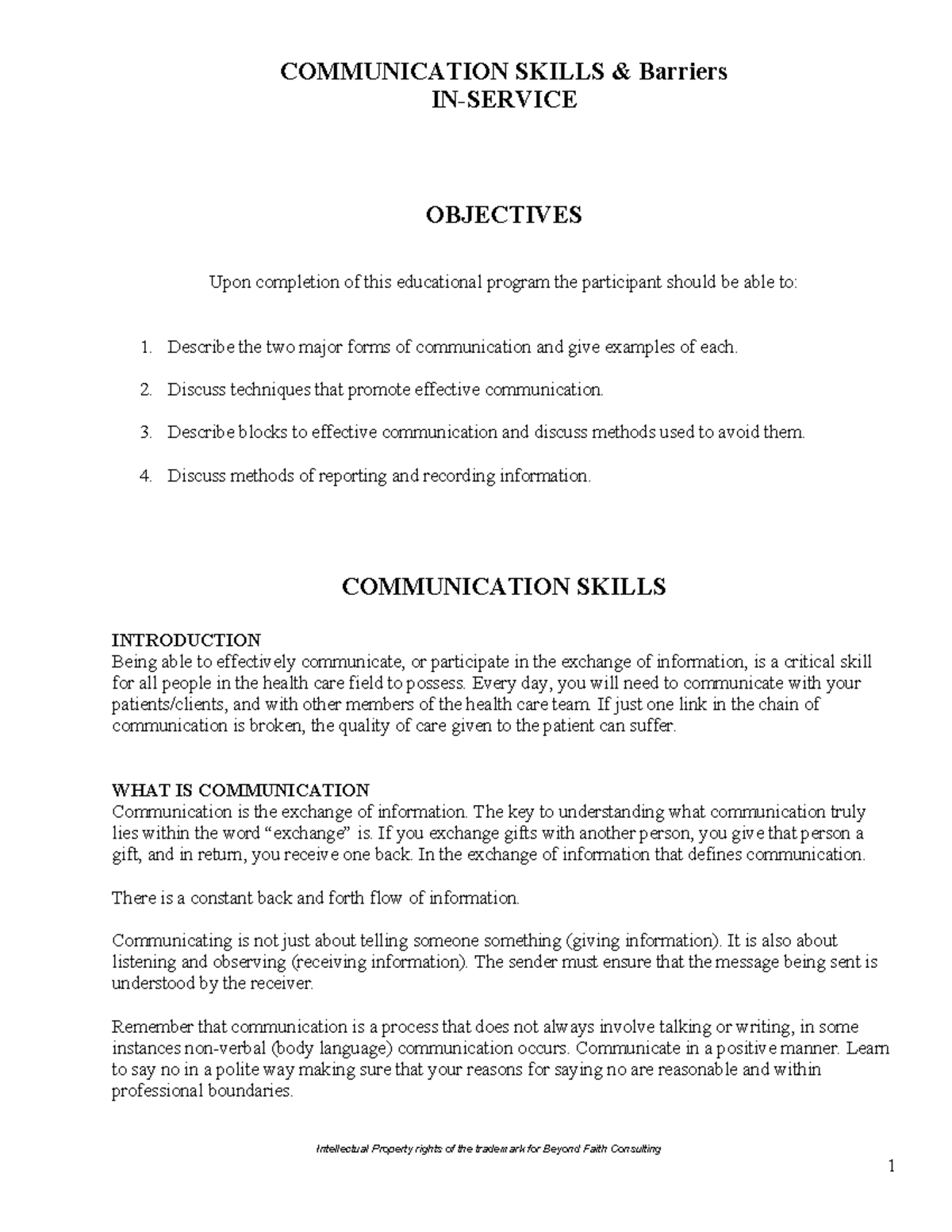 COMM 101: Effective Communication Skills in Healthcare - In-Service ...