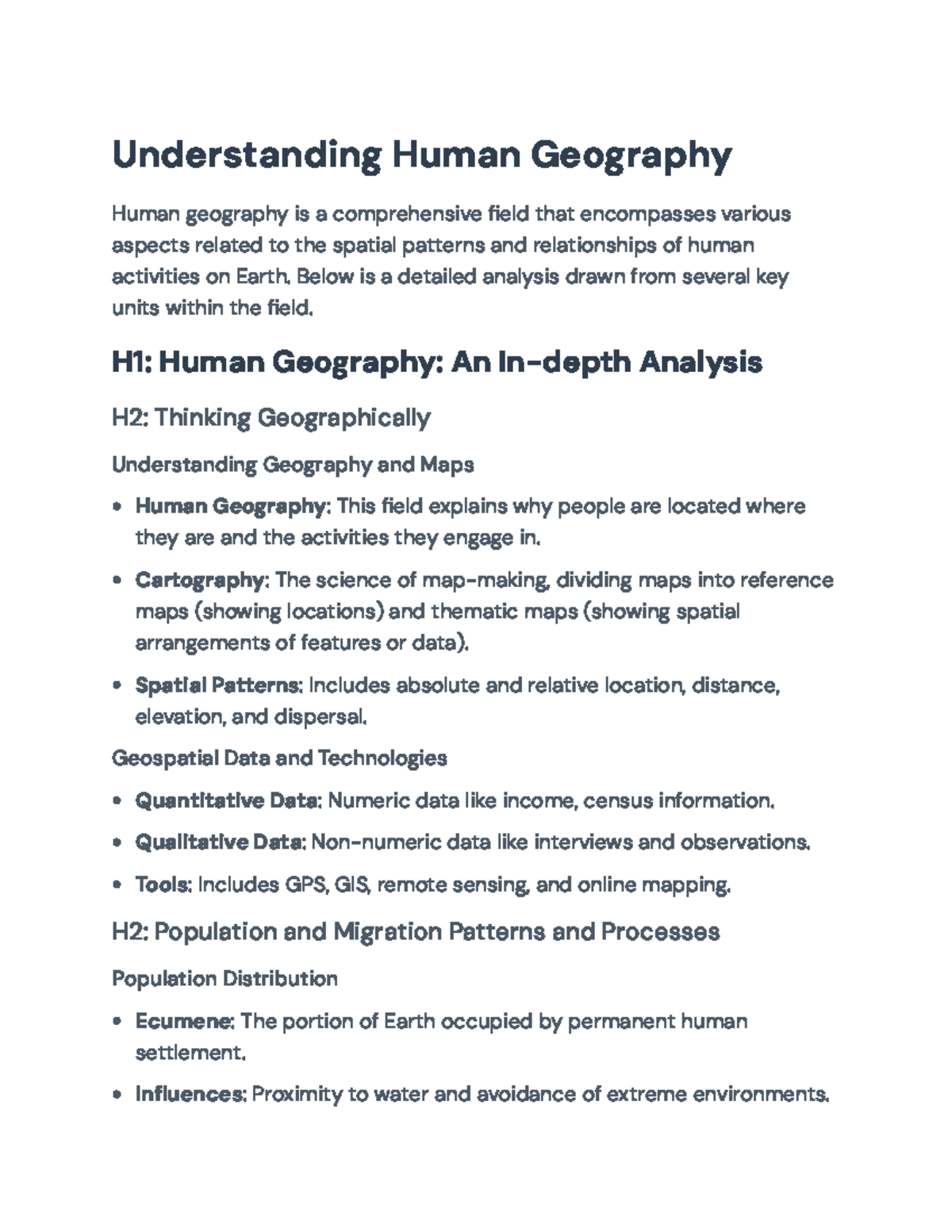 Human Geography: Comprehensive Overview and Key Concepts Analysis ...