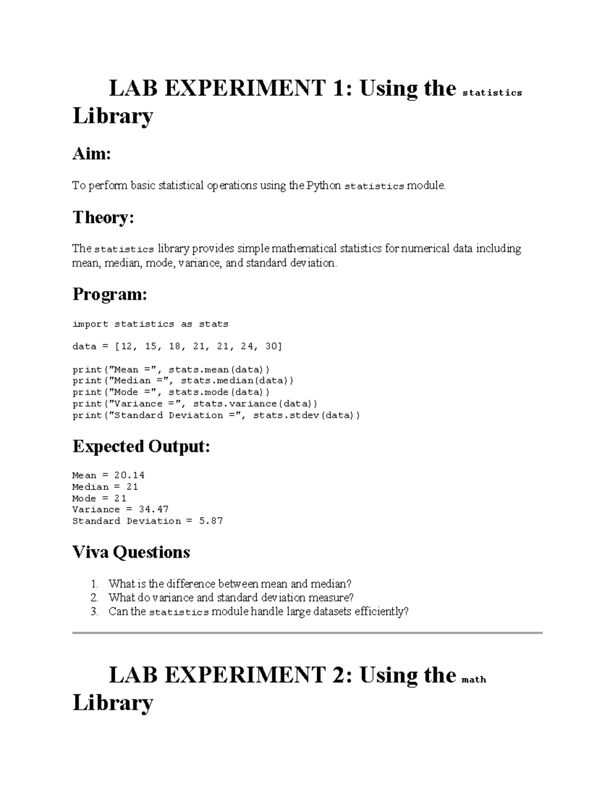 ML-Week-2: Python Libraries for Statistical & Mathematical Operations ...