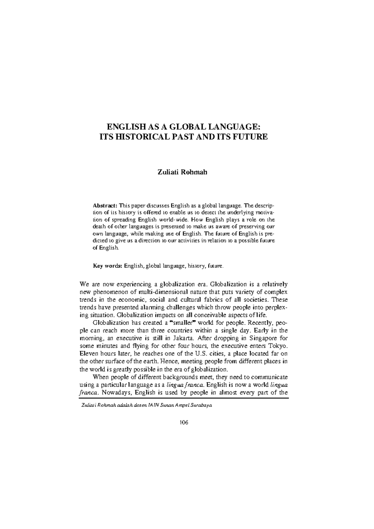 ENG 101: English as a Global Language - History and Future Perspectives ...