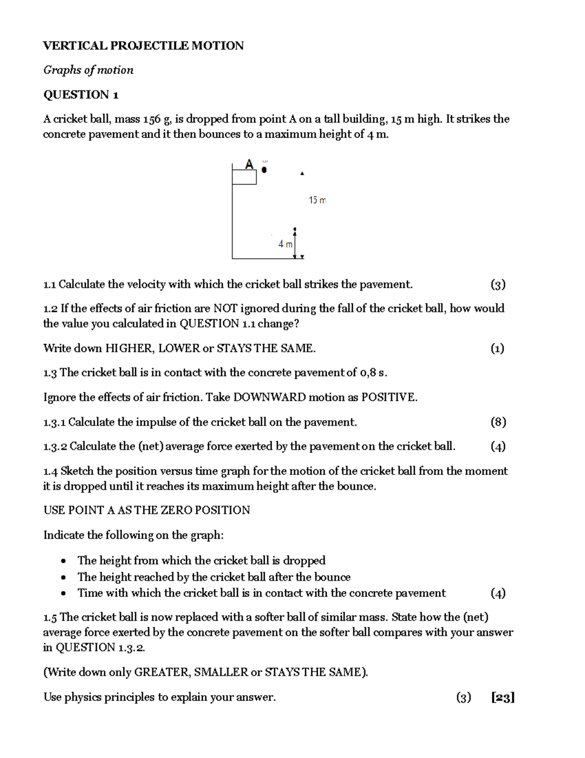 Vertical Projectile Motion (Graphs of Motion) - VERTICAL PROJECTILE ...