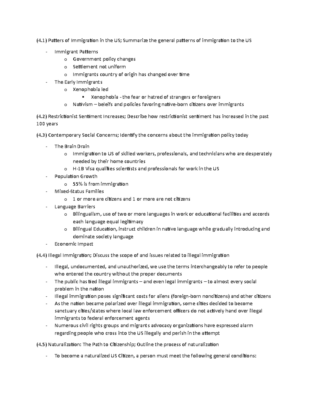 Chapter 4 - Patterns and Issues in US Immigration Policies - Studocu