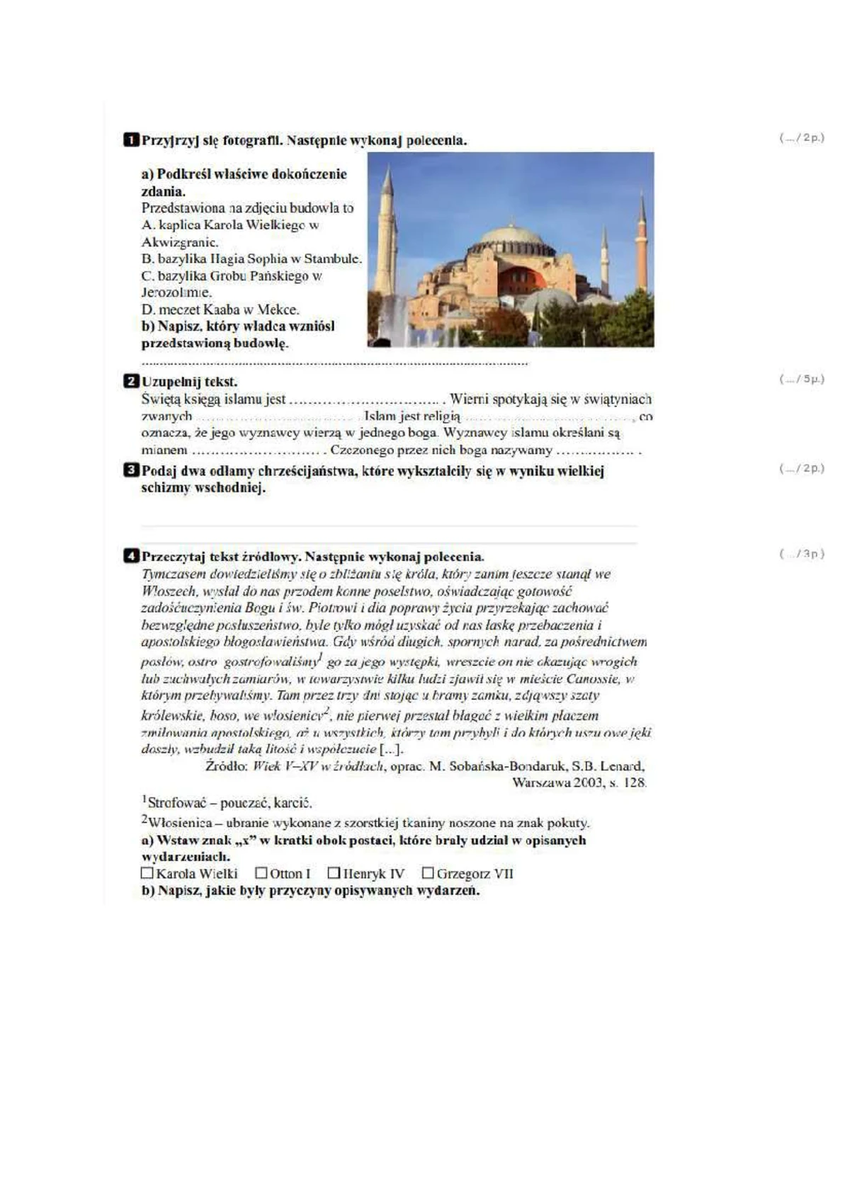 Historia Wczoraj i Dziś kl. 4 Sprawdzian Rozdział 3 Grupa A - Studocu