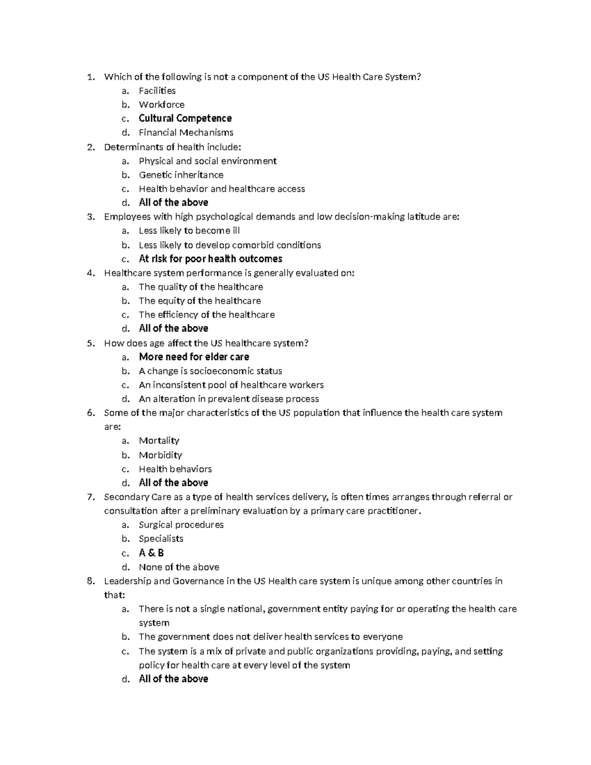 Module 1 Health Care System Quiz - Studocu