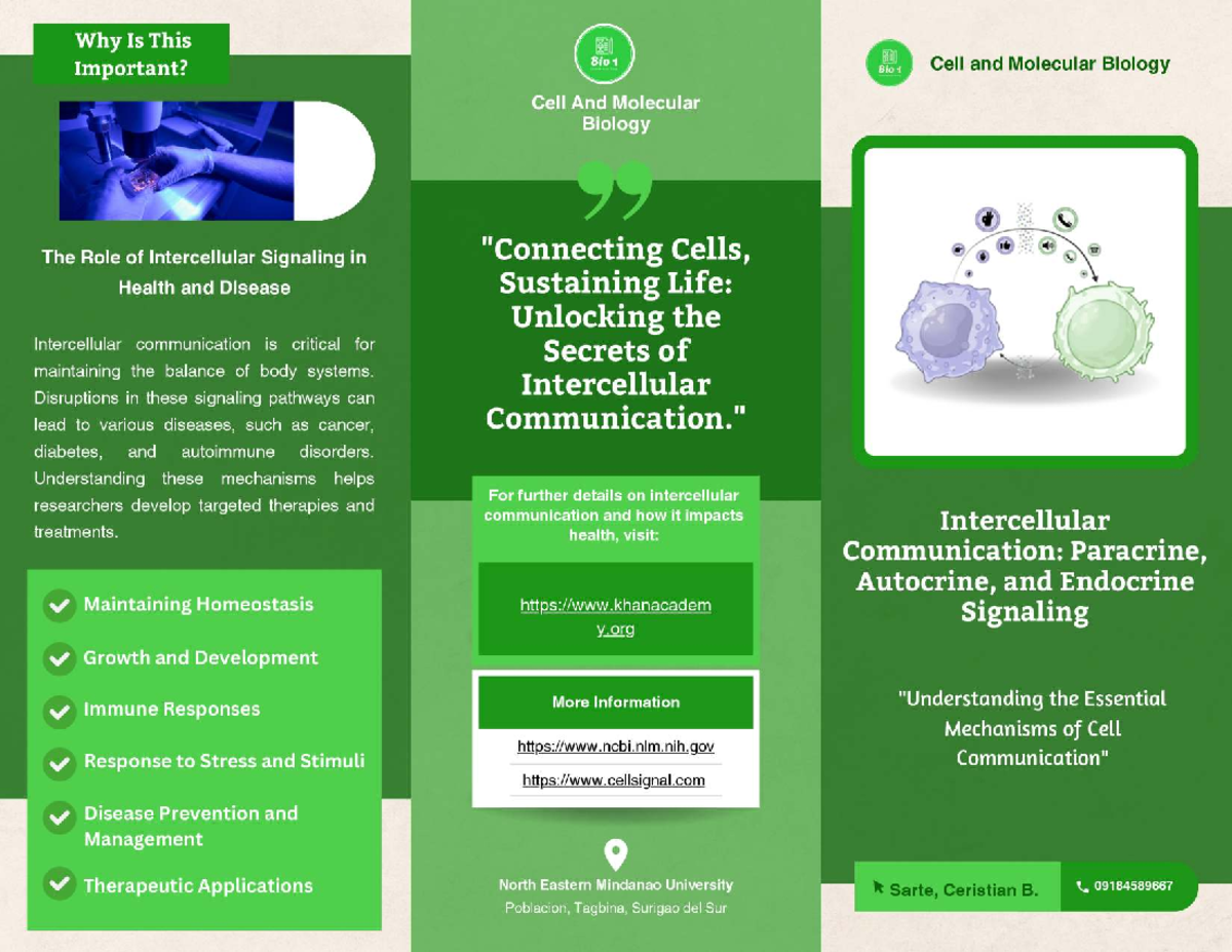 Intercellular Signaling in Health & Disease: A CMB Overview - Studocu