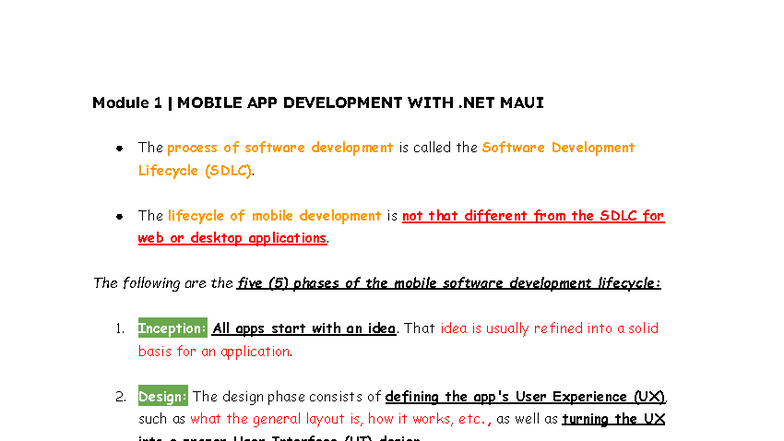 MOBILE APP DEV WITH .NET MAUI: Module 1 Overview & Key Concepts - Studocu