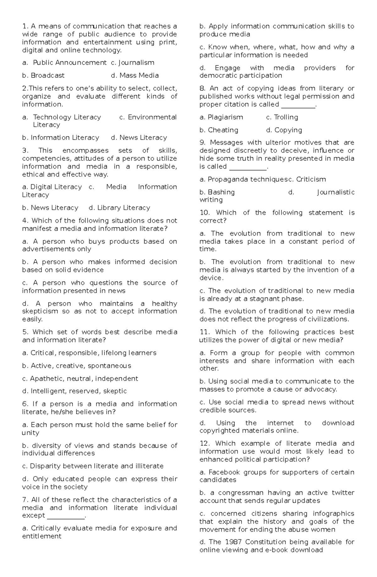 1-SHS-MIL- Media and Information Literacy Curriculum Guide - Studocu