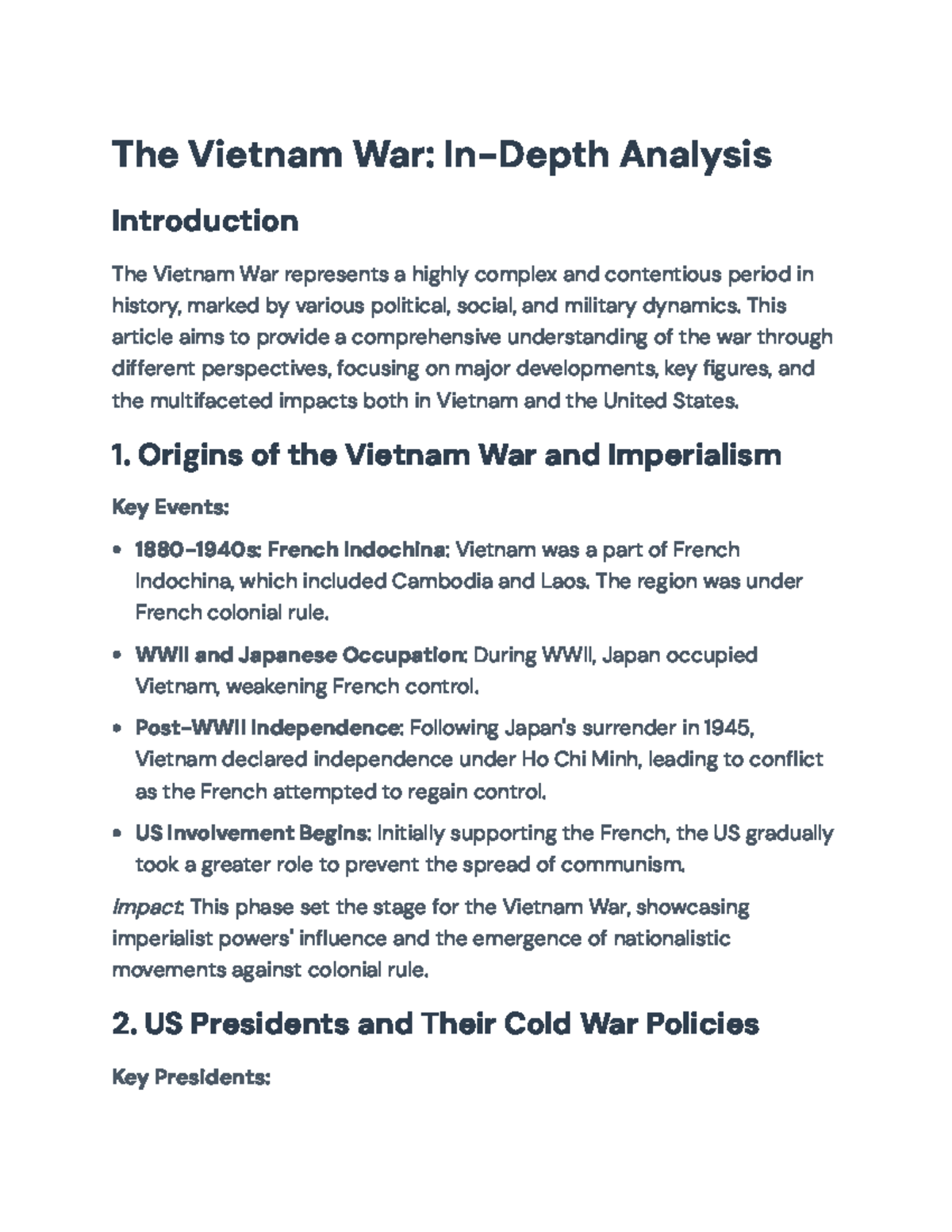 The Vietnam War: Comprehensive Analysis of Its Causes and Effects - The ...