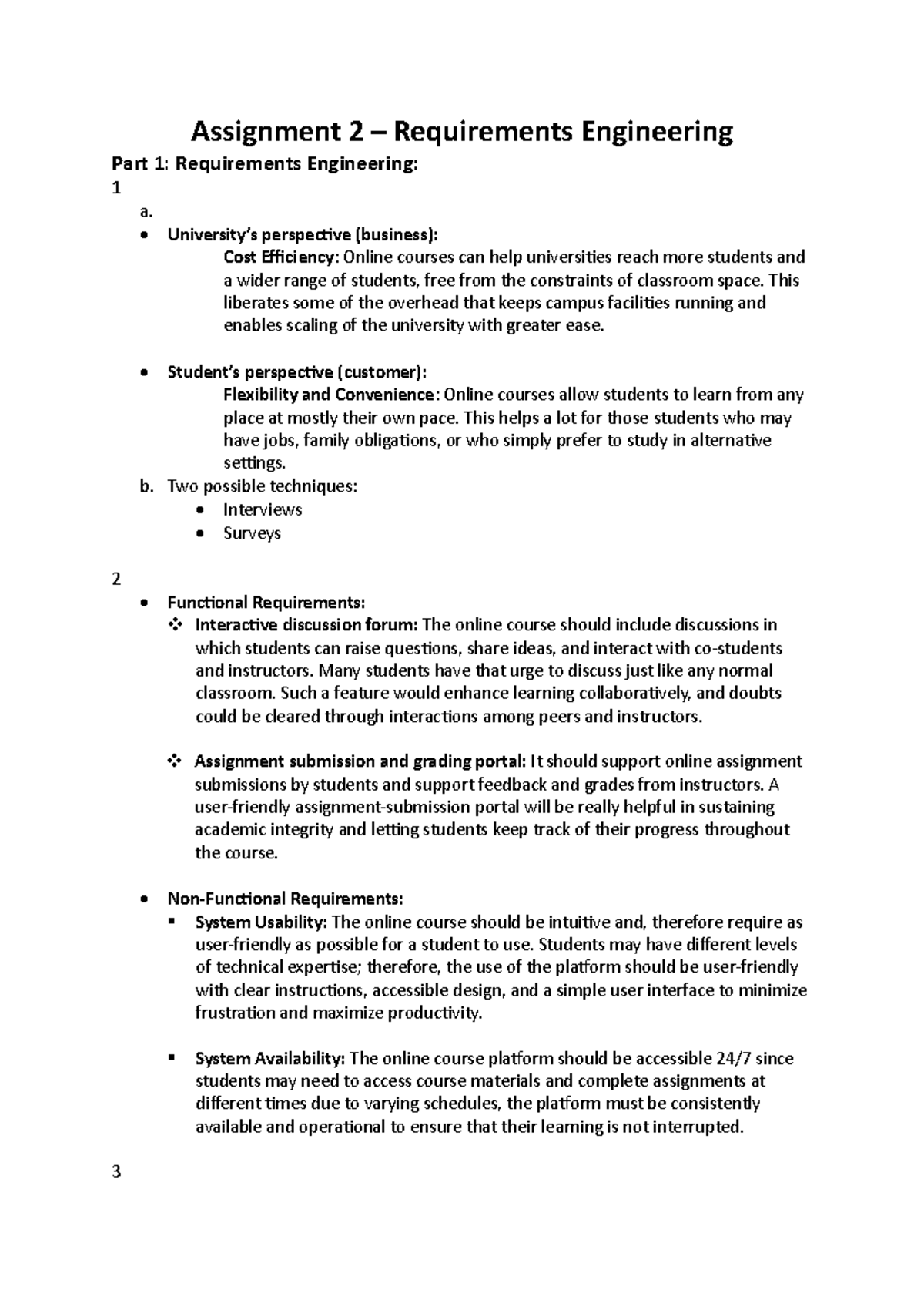 Assignment 2: Requirements Engineering for Online Course Development ...
