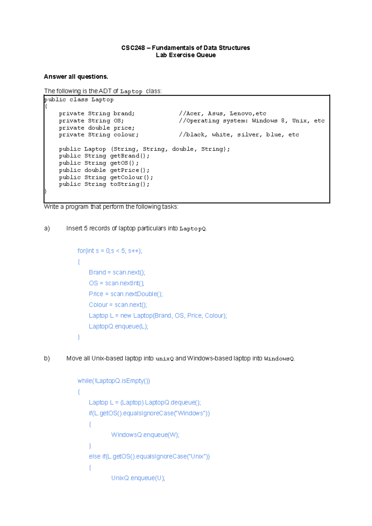 Lab exercise week 8 (Queue) Oct 2020 - CSC248 – Fundamentals of Data ...