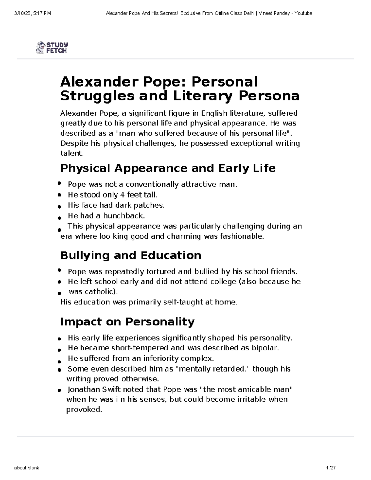 Alexander Pope: Personal Struggles and Satirical Genius in Rape of the ...