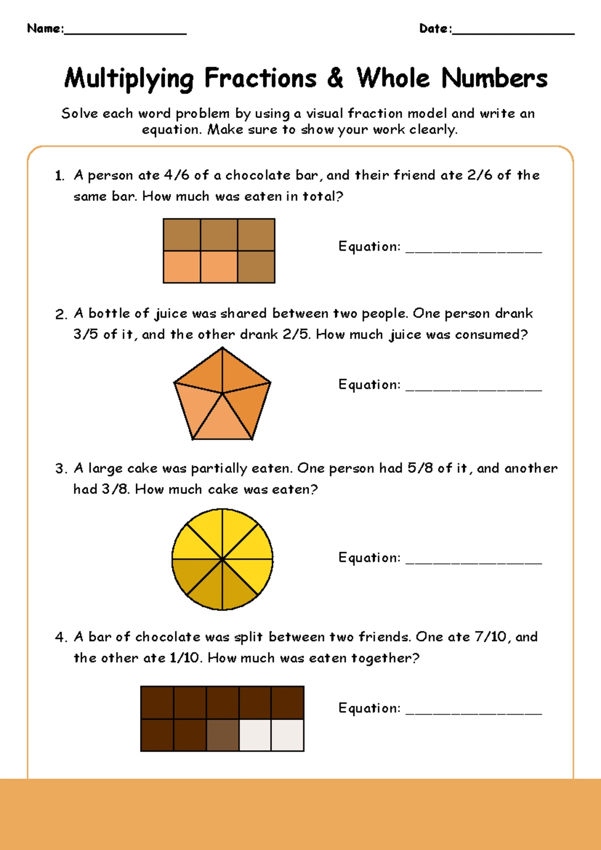 Fraction Word Problems - 5th Grade Worksheet Solutions - Studocu