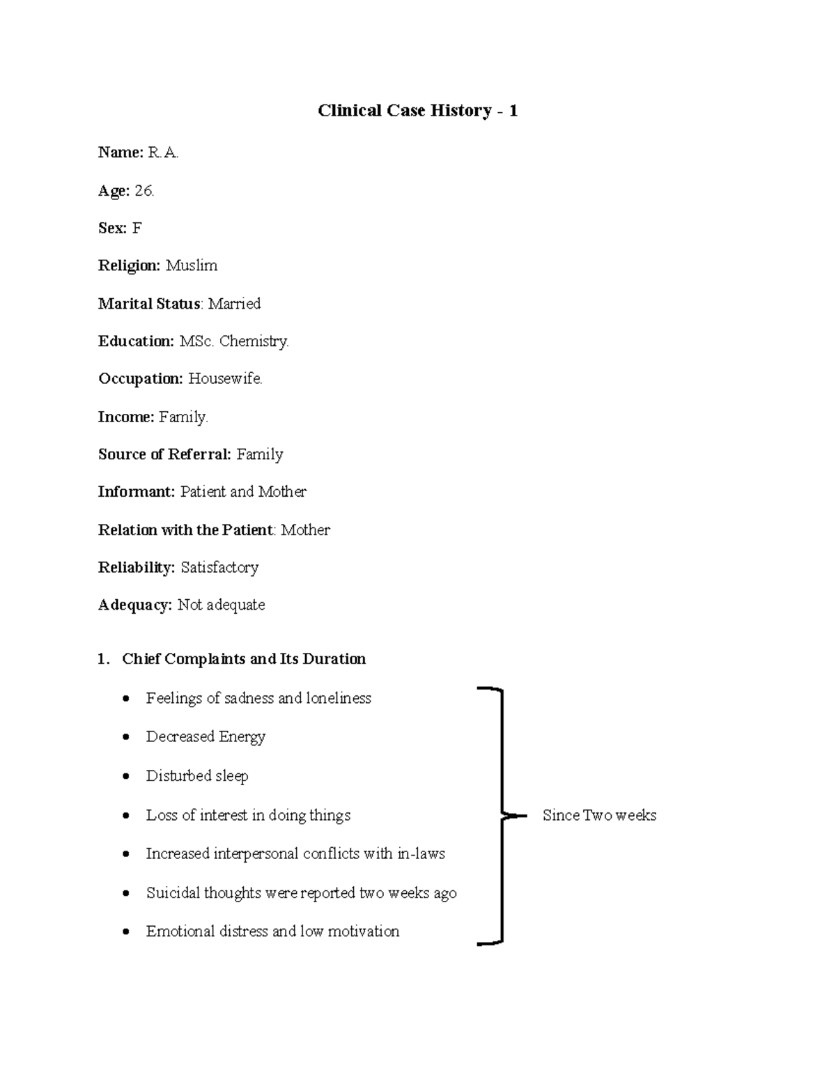 Clinical Case Study: Moderate Depressive Episode (F32.1) Analysis - Studocu