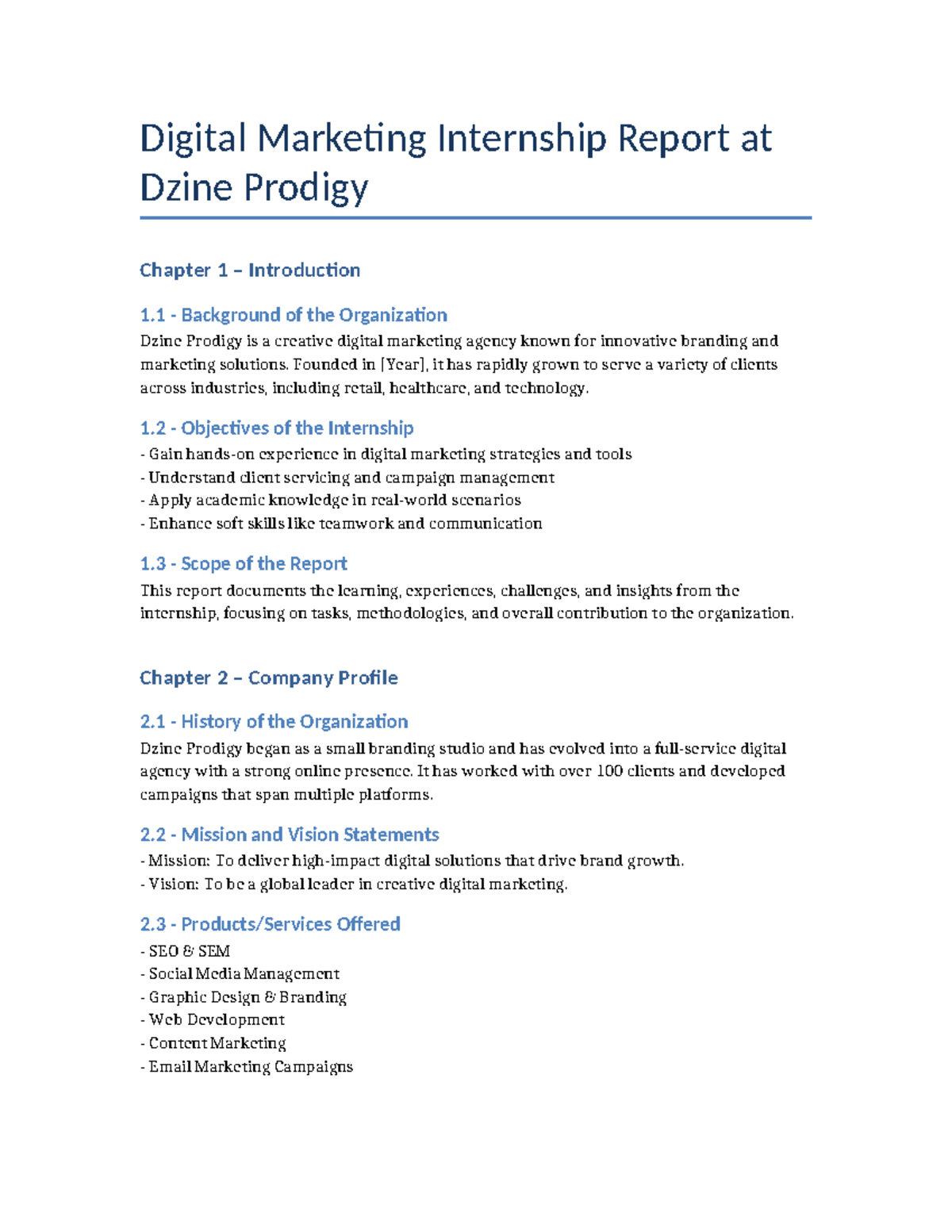 Digital Marketing Internship Report Part1 2 - Digital Marketing ...