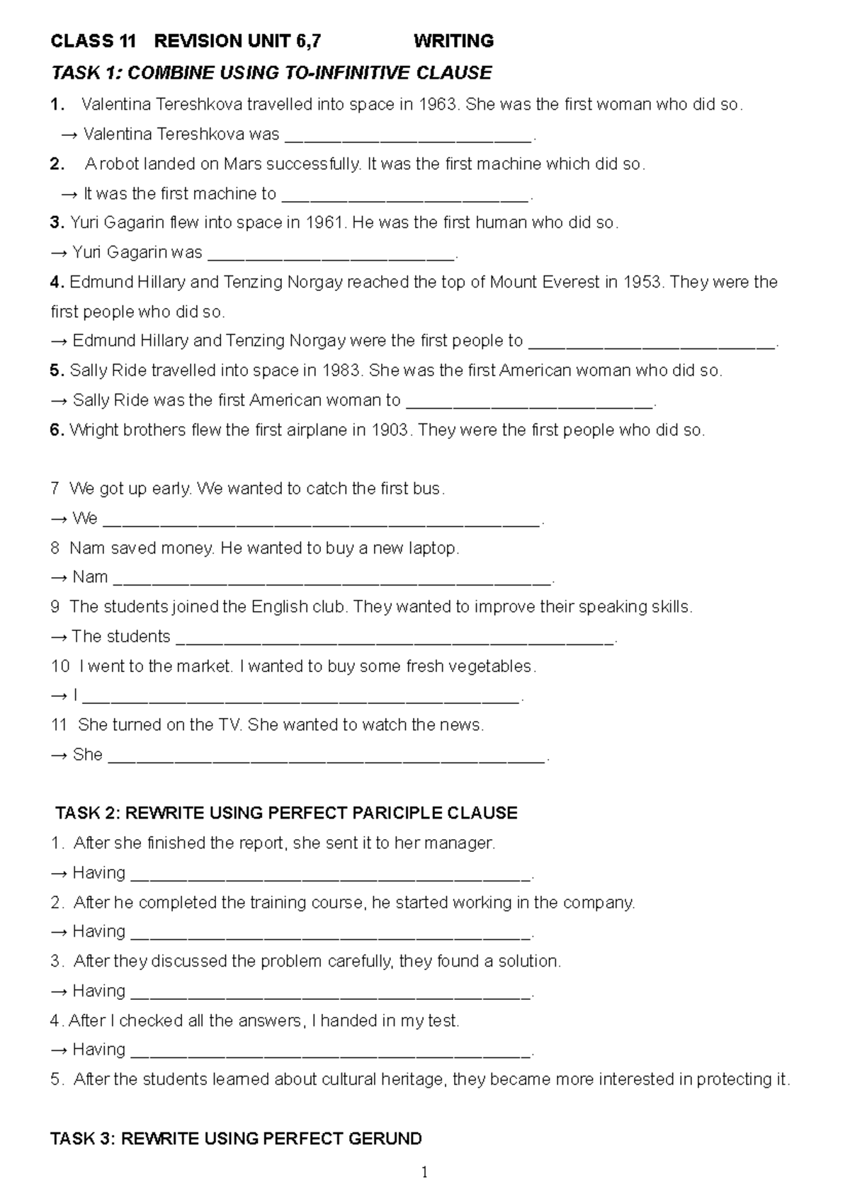 CLASS 11 REVISION UNIT 6,7 WRITING TASK 1 & 2 NOTES - Studocu