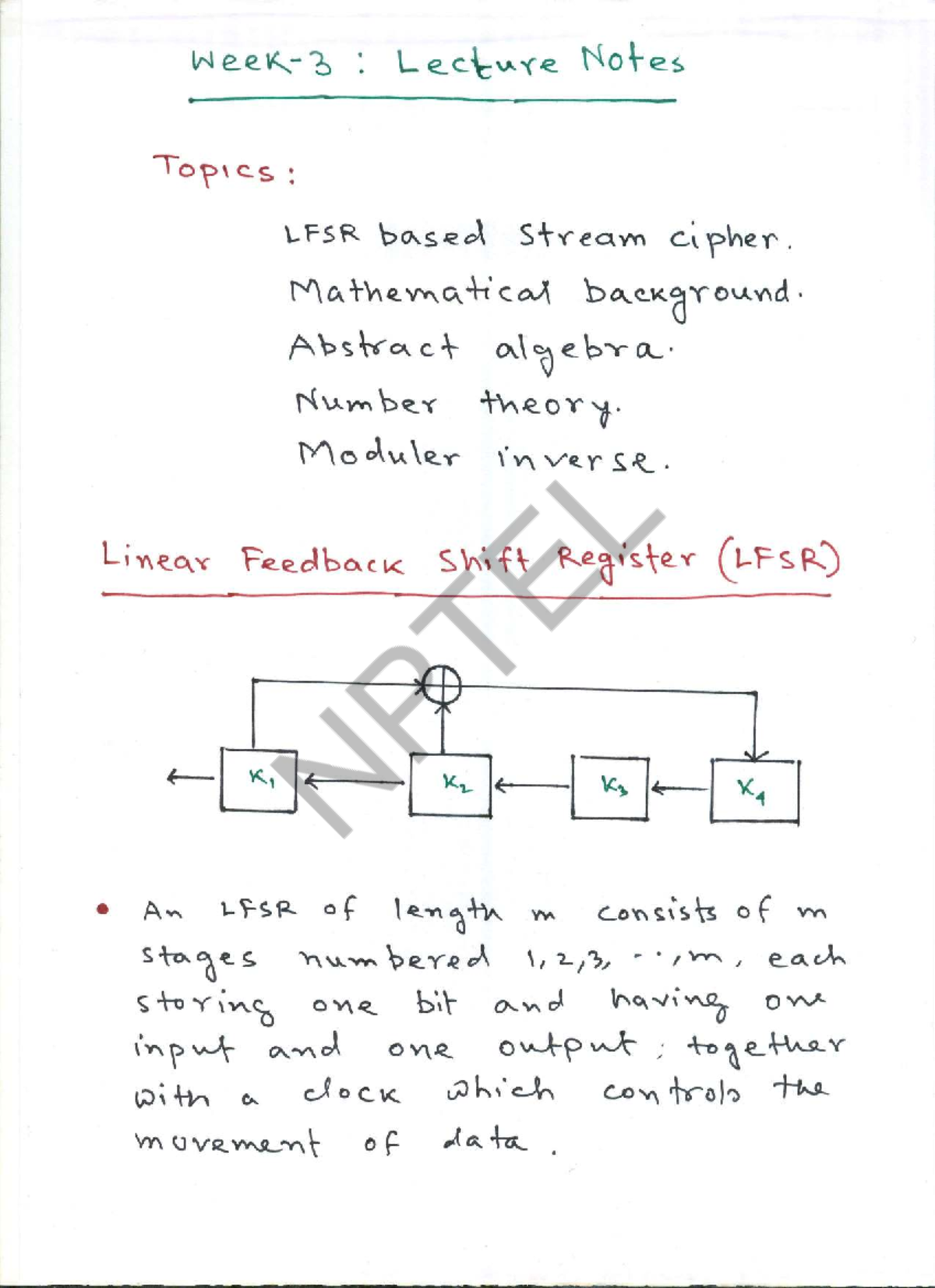 Lecture Notes: LFSR Stream Cipher & Abstract Algebra Concepts - Studocu