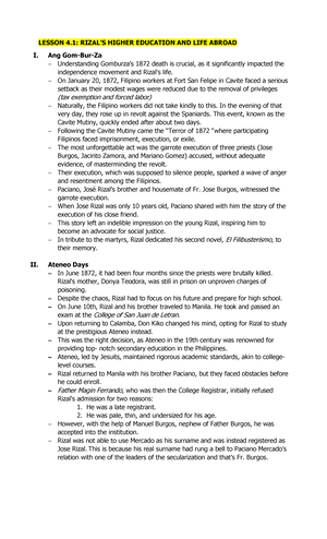 Lesson-3- Handout - Rizal life and works - LESSON 3: Rizal’s Family Childhood and Early ...