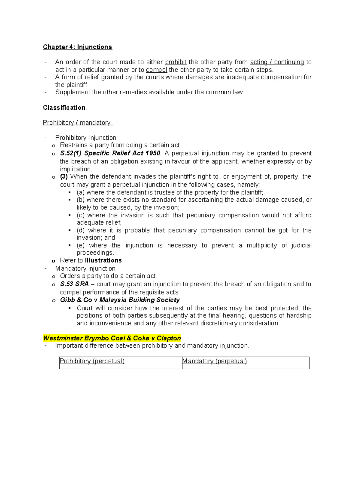Chapter 4: Injunctions - Civil Law Overview and Key Concepts - Studocu