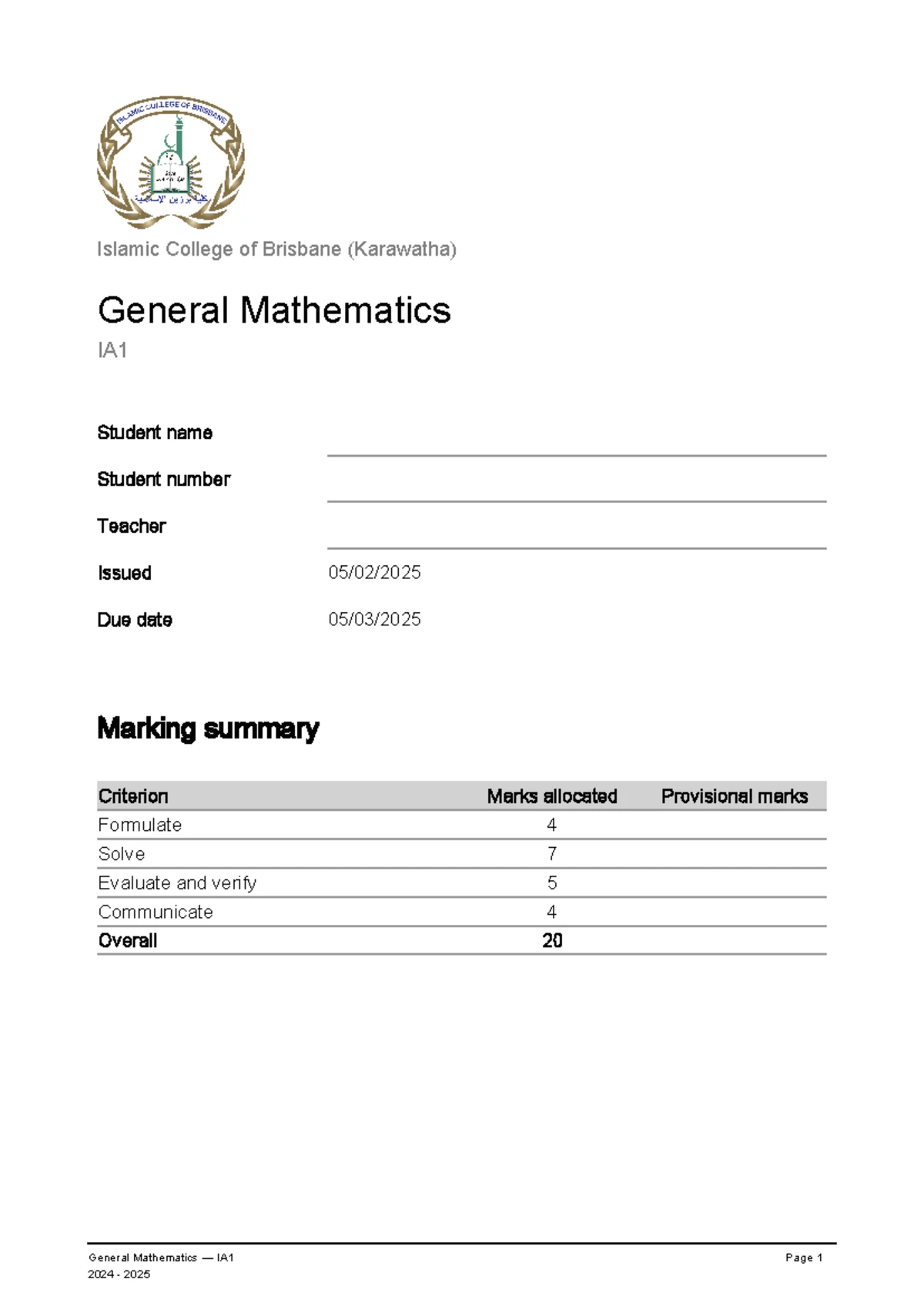 IA3 General Maths Final Exam Practice - Key Revision Questions - Studocu