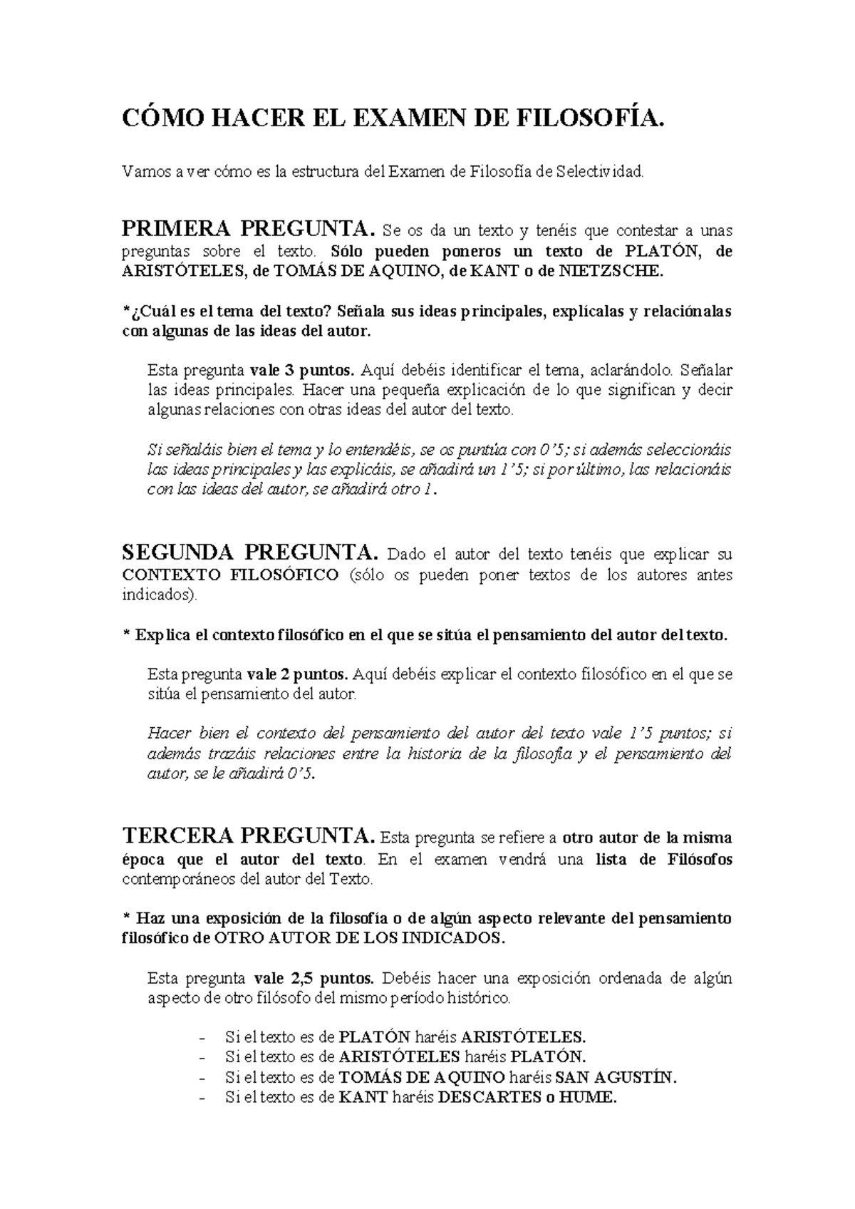 CÓMO HACER EL EXAMEN DE FILOSOFÍA DE SELECTIVIDAD - Studocu