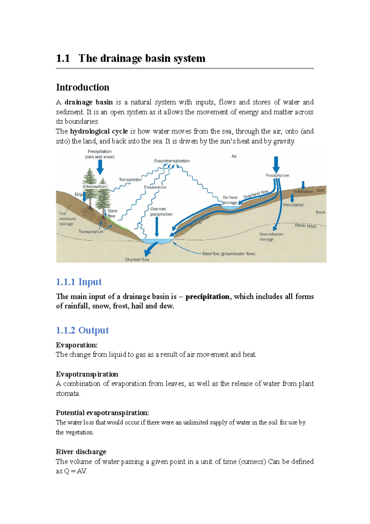 1.1 Drainage Basin System: River Channel Processes & Landforms - Studocu