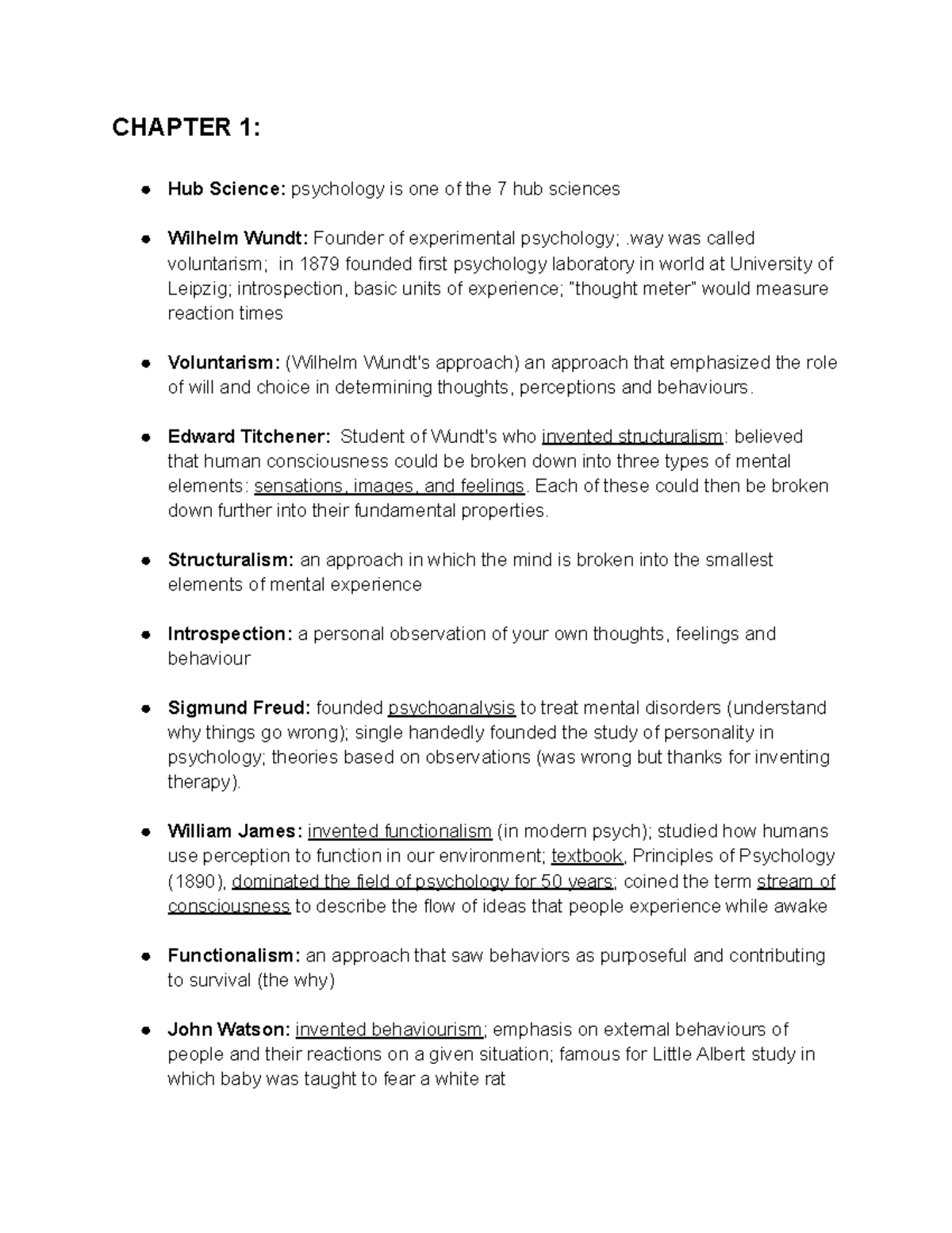 PSY100 Lecture Notes: Foundations of Psychology and Key Theories - Studocu