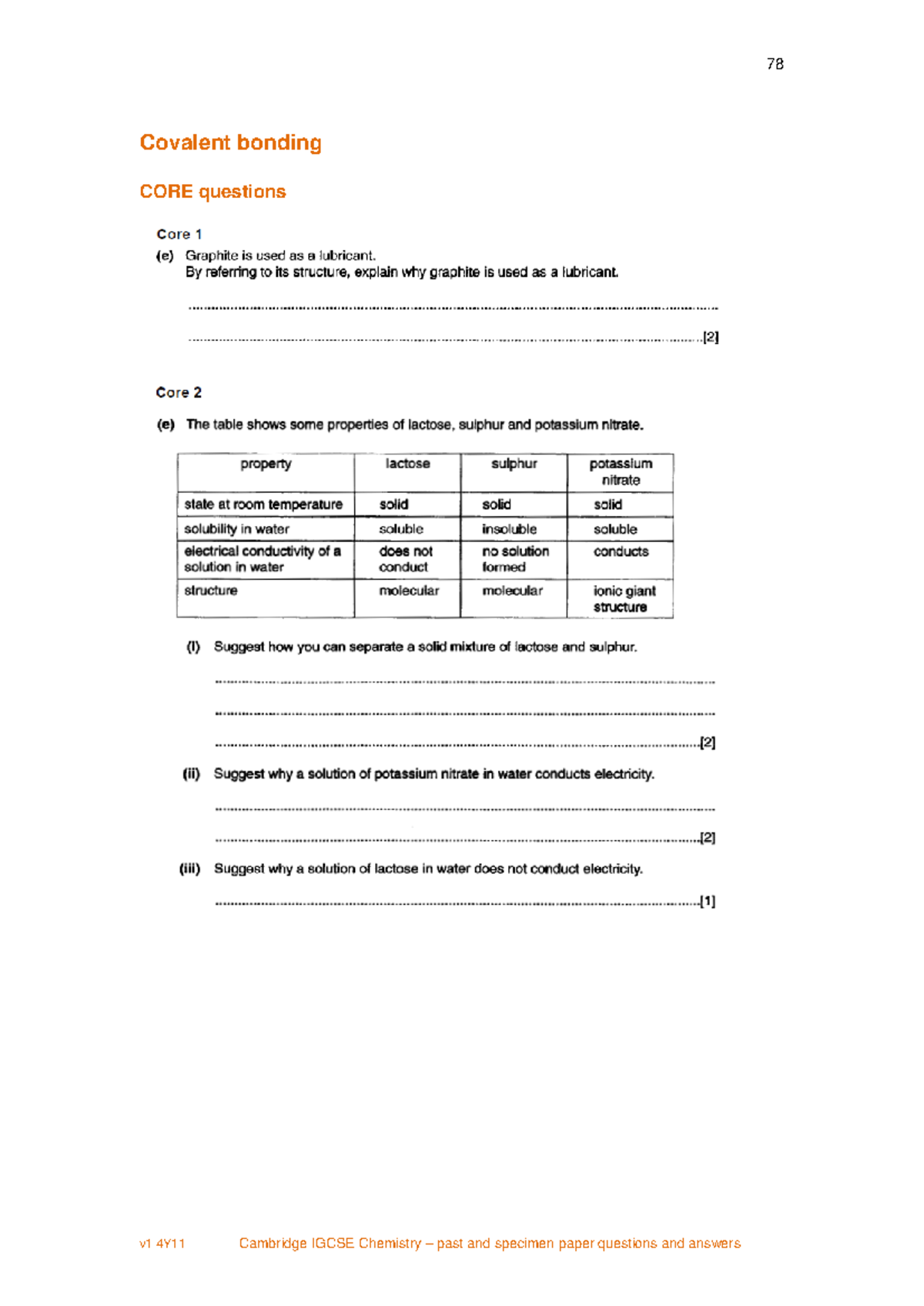 Covalent Bonding Notes - IGCSE Chemistry 0620 Specimen Papers - Studocu