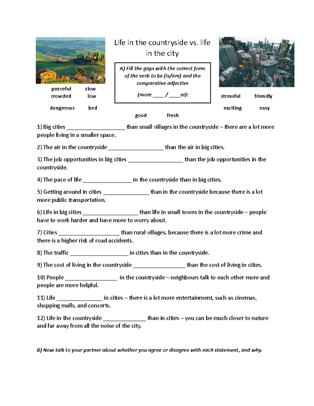 Comparative Conversations: City vs. Countryside Grammar Drills (117148 ...