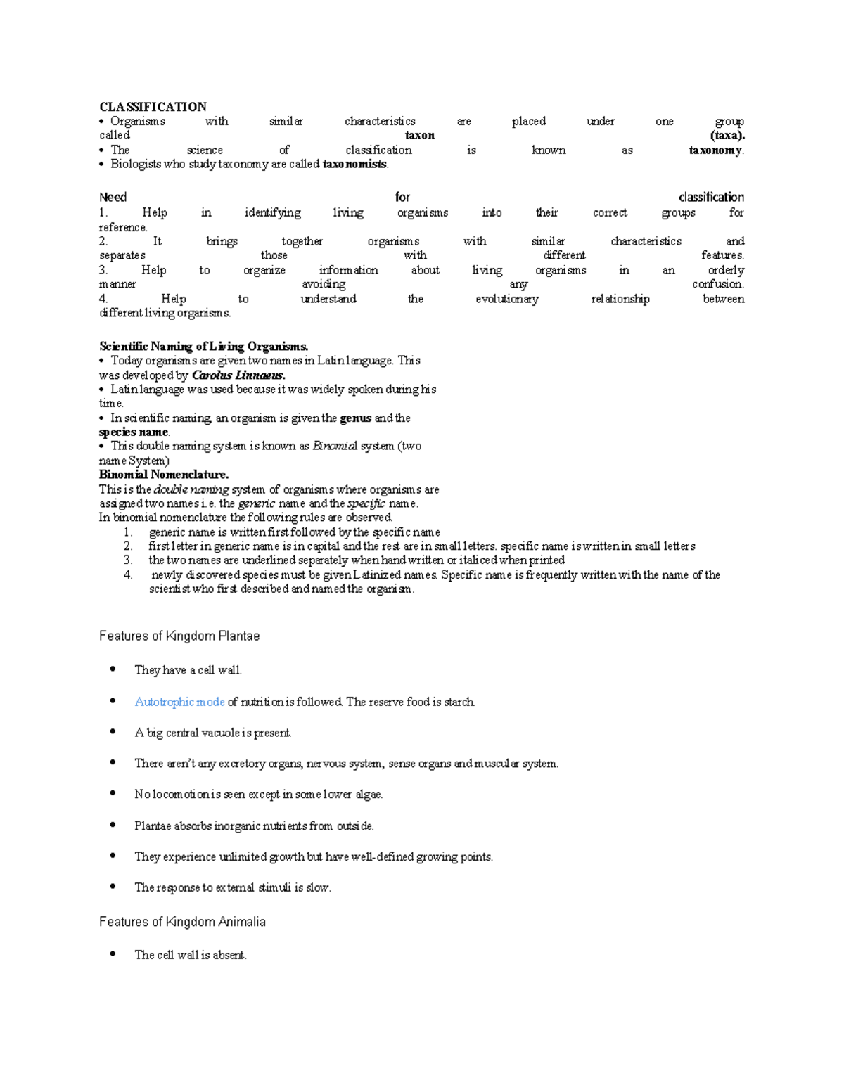 Applied Biological Sciences Notes: Taxonomy, Classification, and Cell ...