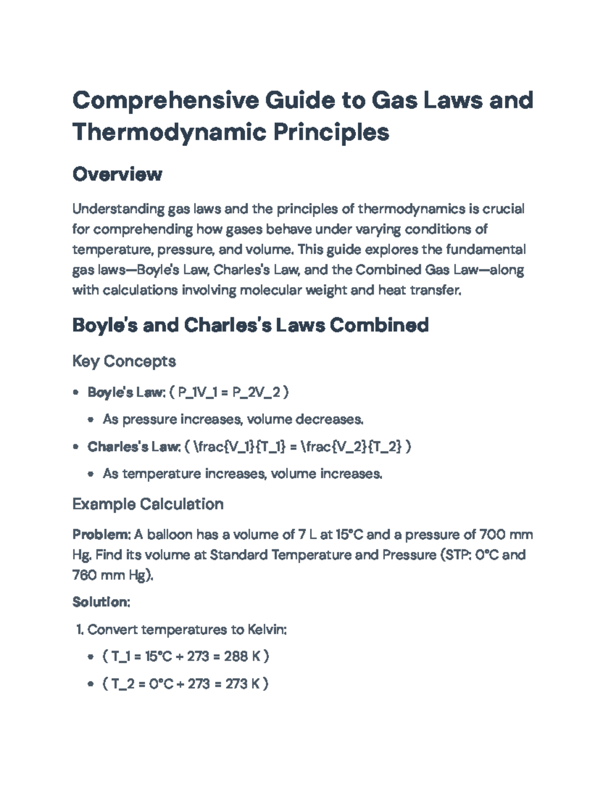 Comprehensive Guide to Gas Laws and Thermodynamics Principles ...