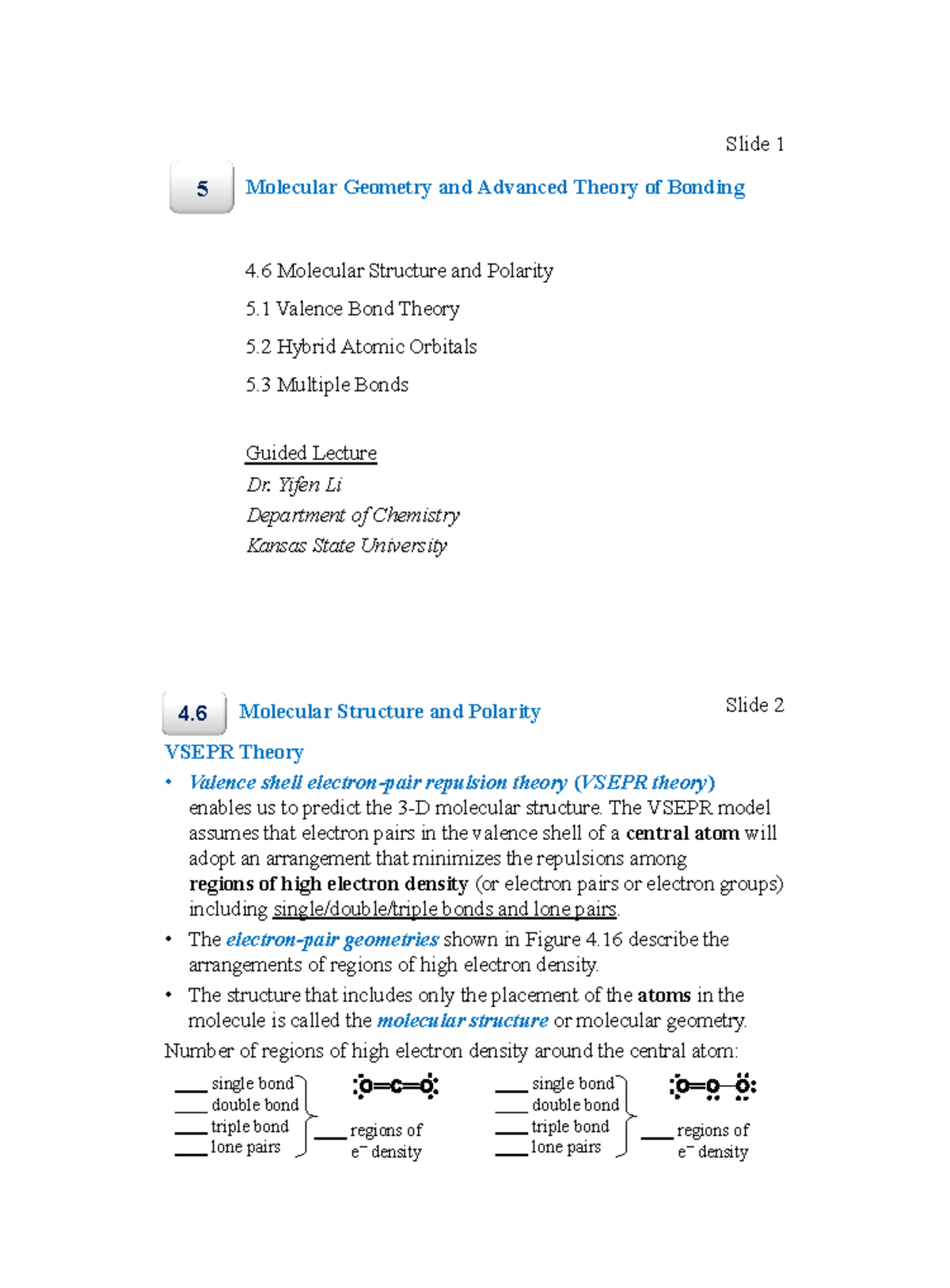 Molecular Geometry and VSEPR Theory Overview - CHEM 101 Final Exam ...